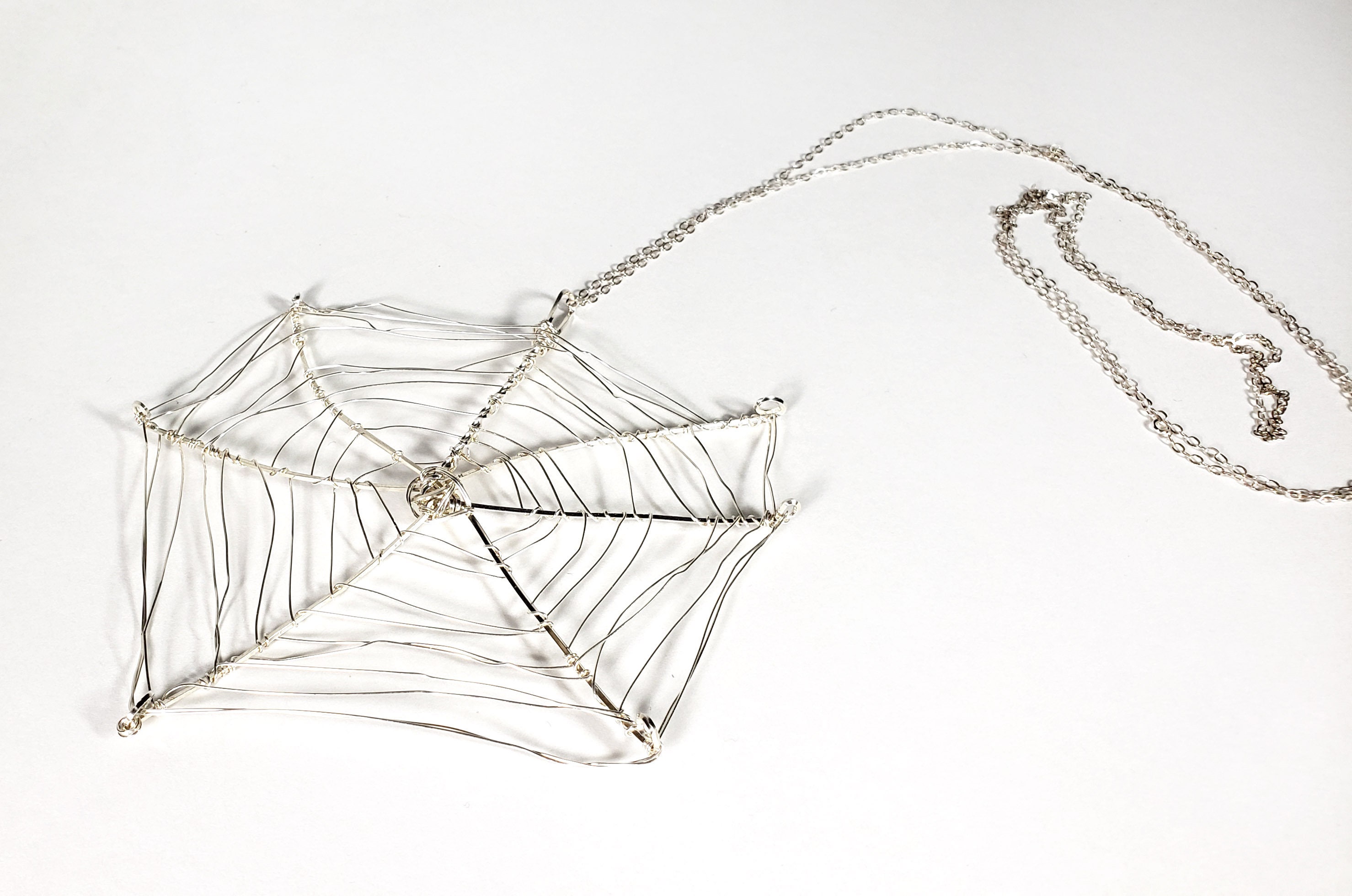 Handmade Sterling Silver Spider Web Necklace Handmade Silver Spider Web ...