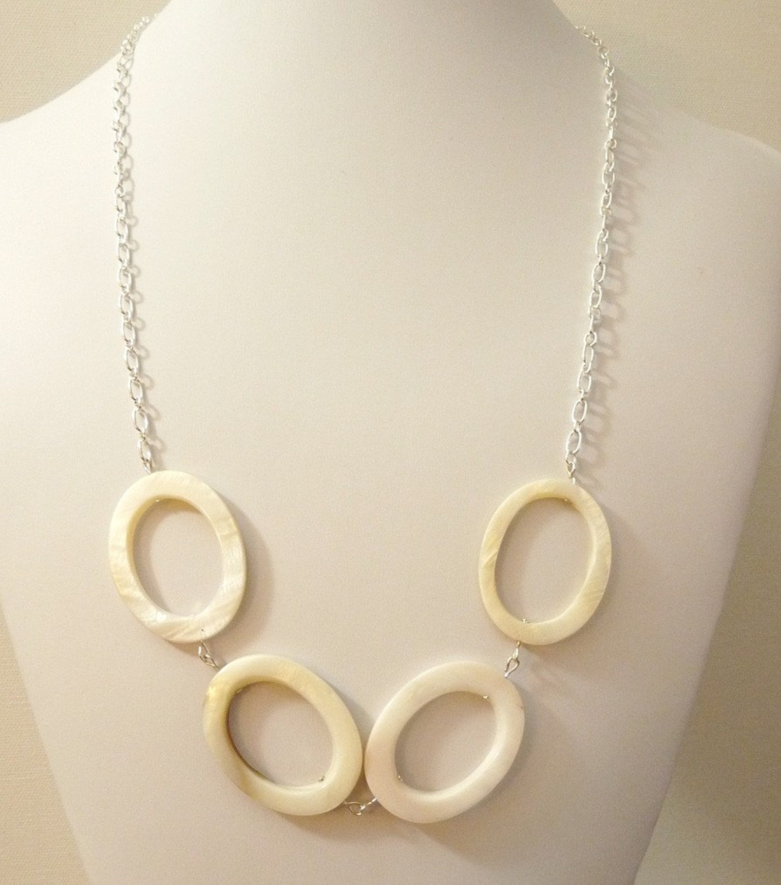 Shimmering White Shell Loop Necklace - Etsy