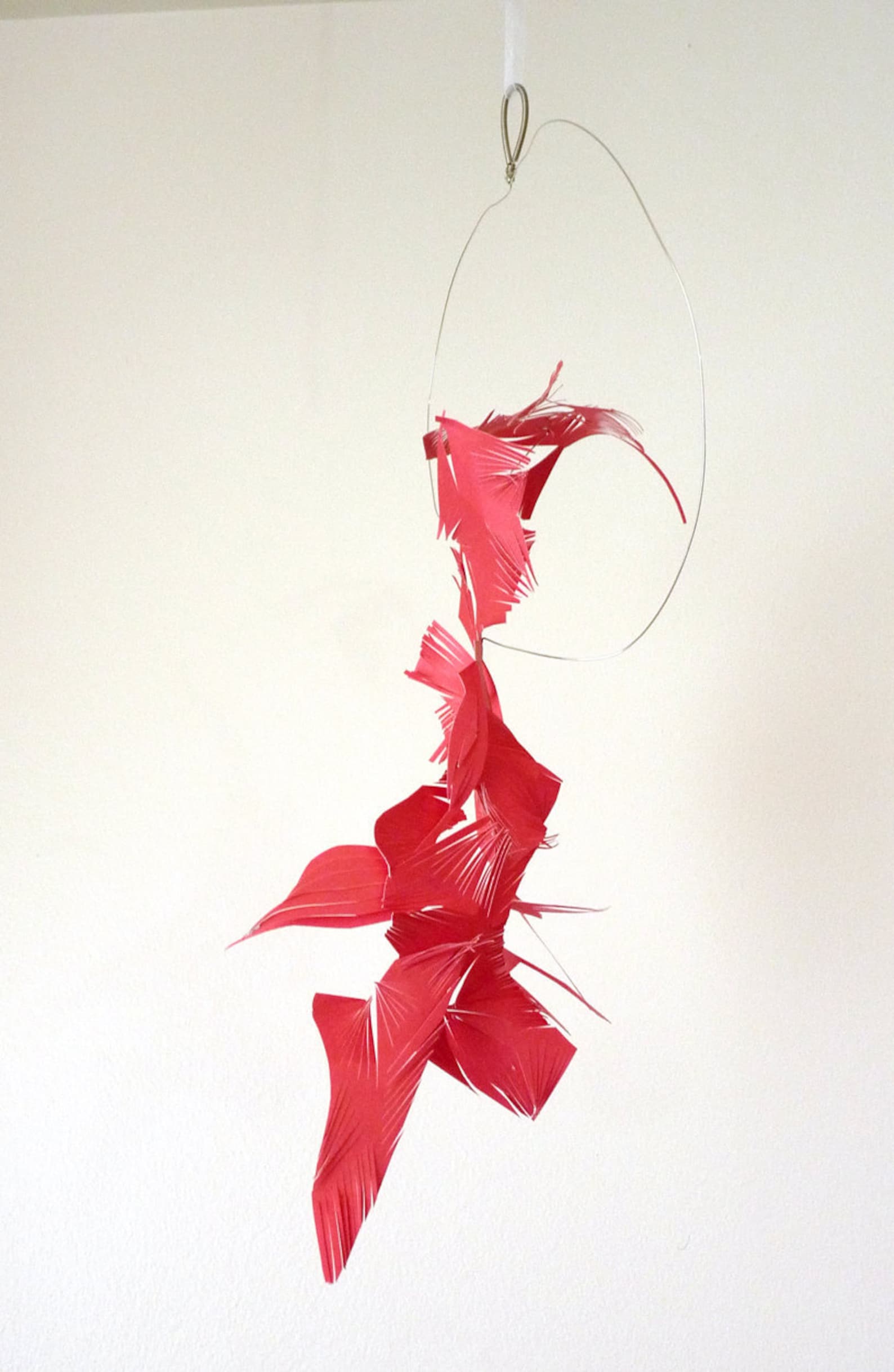 Red Feather Cut Paper Hanging Sculpture - Etsy