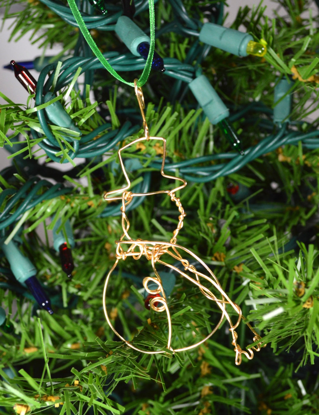 Golden Snowman Ornament - Handmade Gold Wire Snowman in Hat With Scarf ...