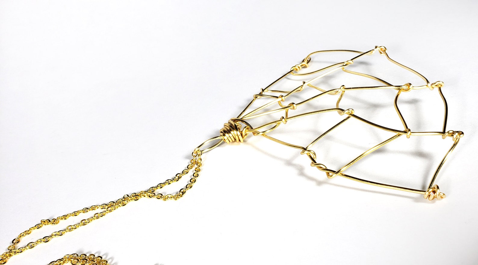 Large Golden Spider Web Necklace - Gold Extra Long Pendant Handmade ...