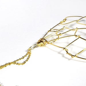 Large Golden Spider Web Necklace - Gold Extra Long Pendant Handmade ...