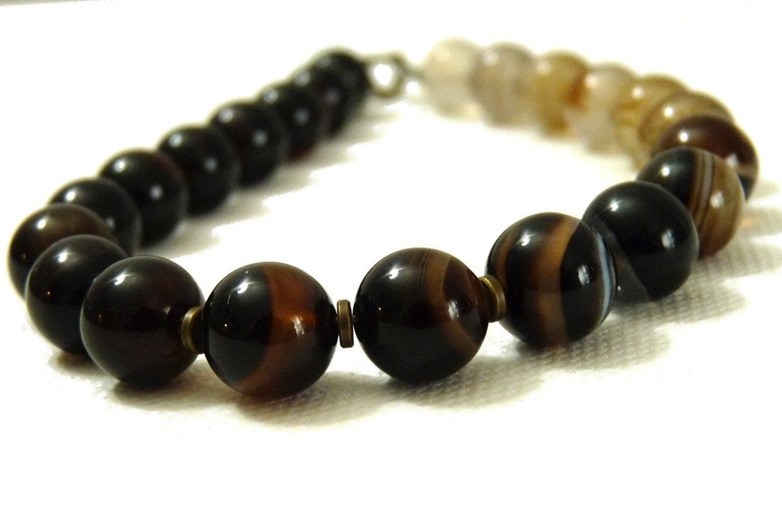 Rootbeer Float Mens Gradient Light & Dark Agate Bracelet L - Etsy