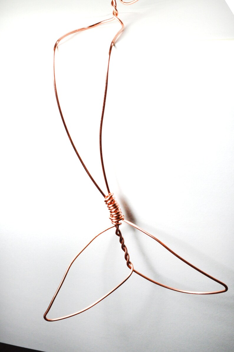 Big Copper Mermaid W/ Long Hair- Wire Sculpture Bookshelf Mermaid ...