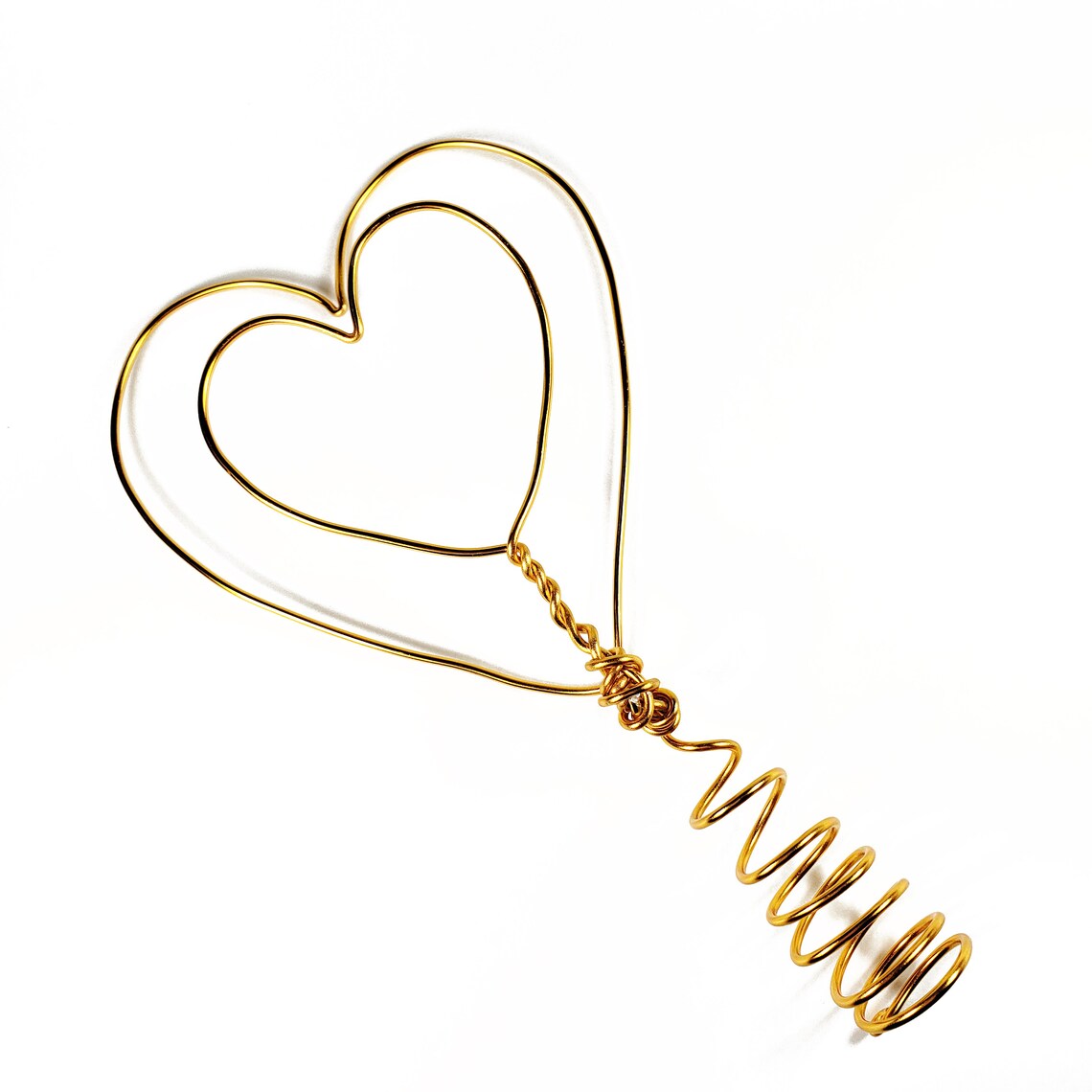 Double Heart Tree Topper- 5" Gold Two Hearts Wire Tree Topper - 122322 ...