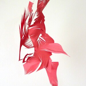 Red Feather- Cut Paper Hanging Sculpture - Etsy
