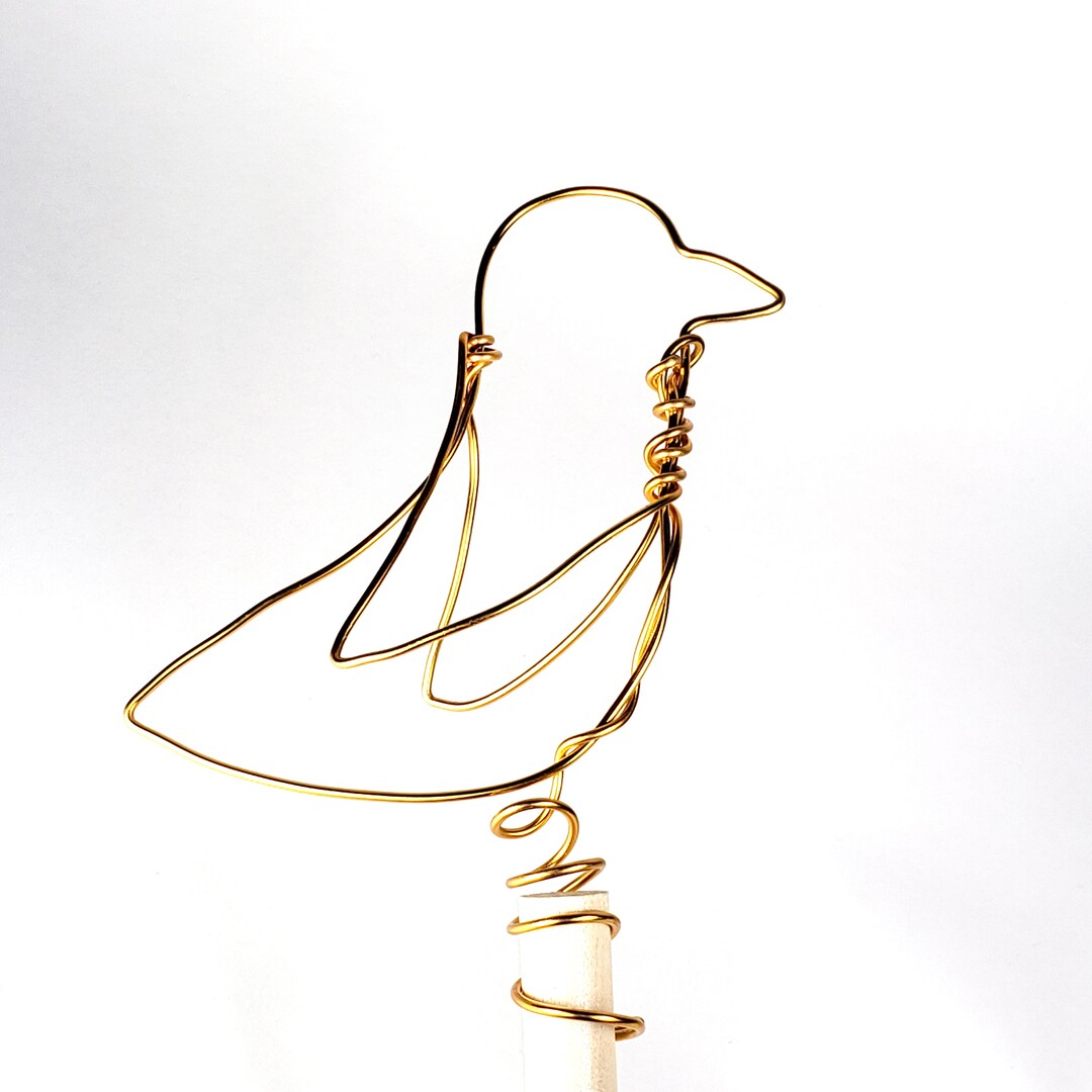 Golden Bird Tree Topper With Wings - Handmade Small Bird Wire Tree ...
