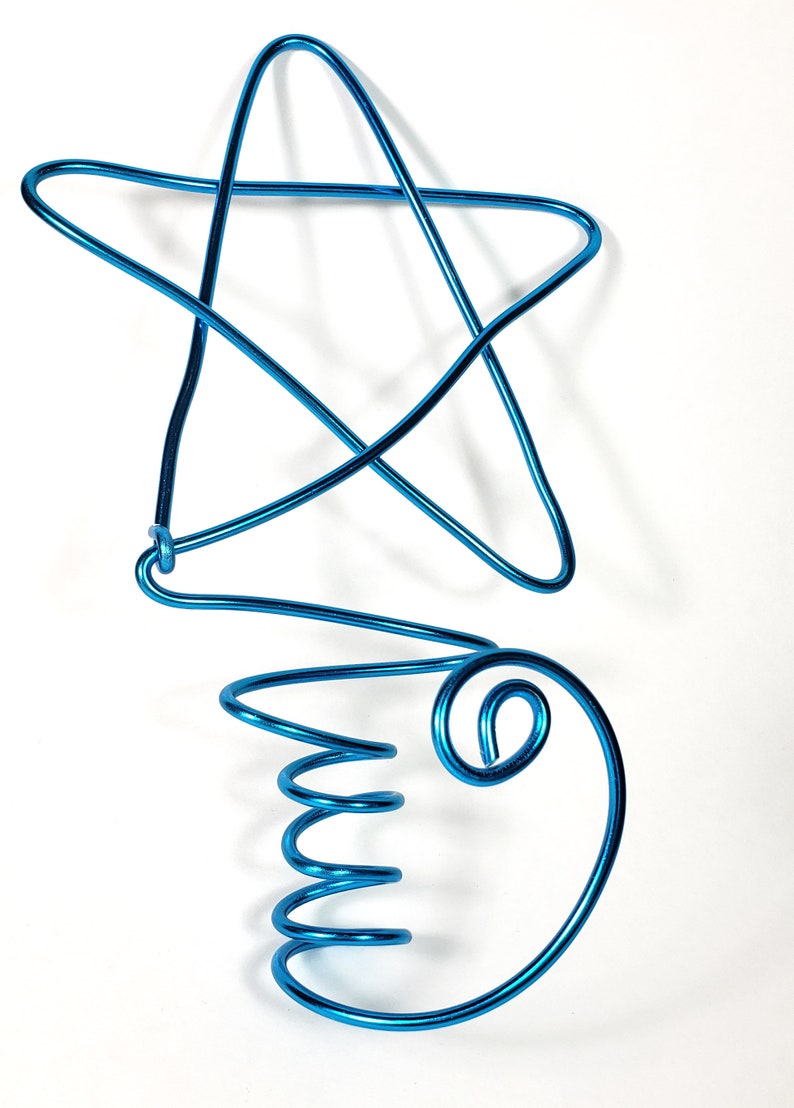 Simple Blue Swirl Wire Star Tree Topper - Classic Metal Handmade Tree ...