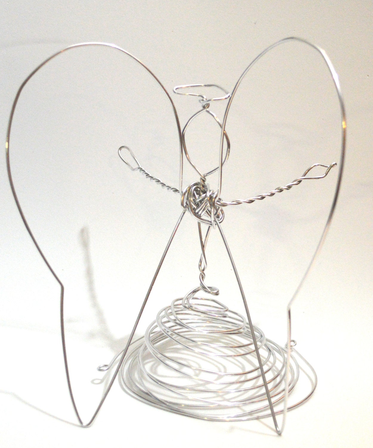 Large Silver Angel- Simple Wire Angel Tree Topper- Silver Tone Aluminum ...