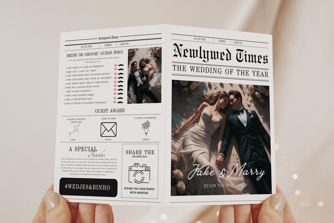 Wedding Newspaper Template With Photo, Wedding Newspaper Template ...