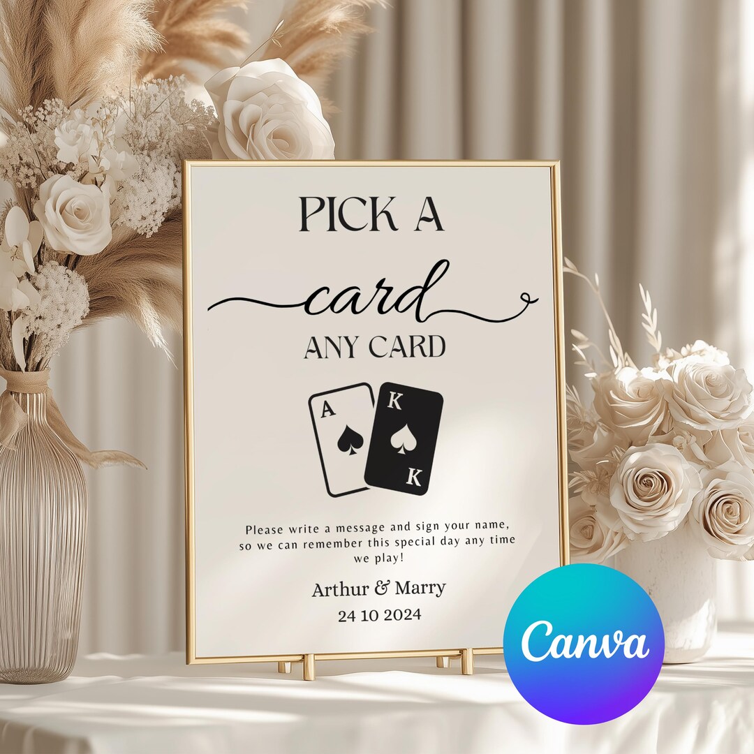 Playing Cards Guest Sign. Please Sign Our Guestbook. Editable Sign ...