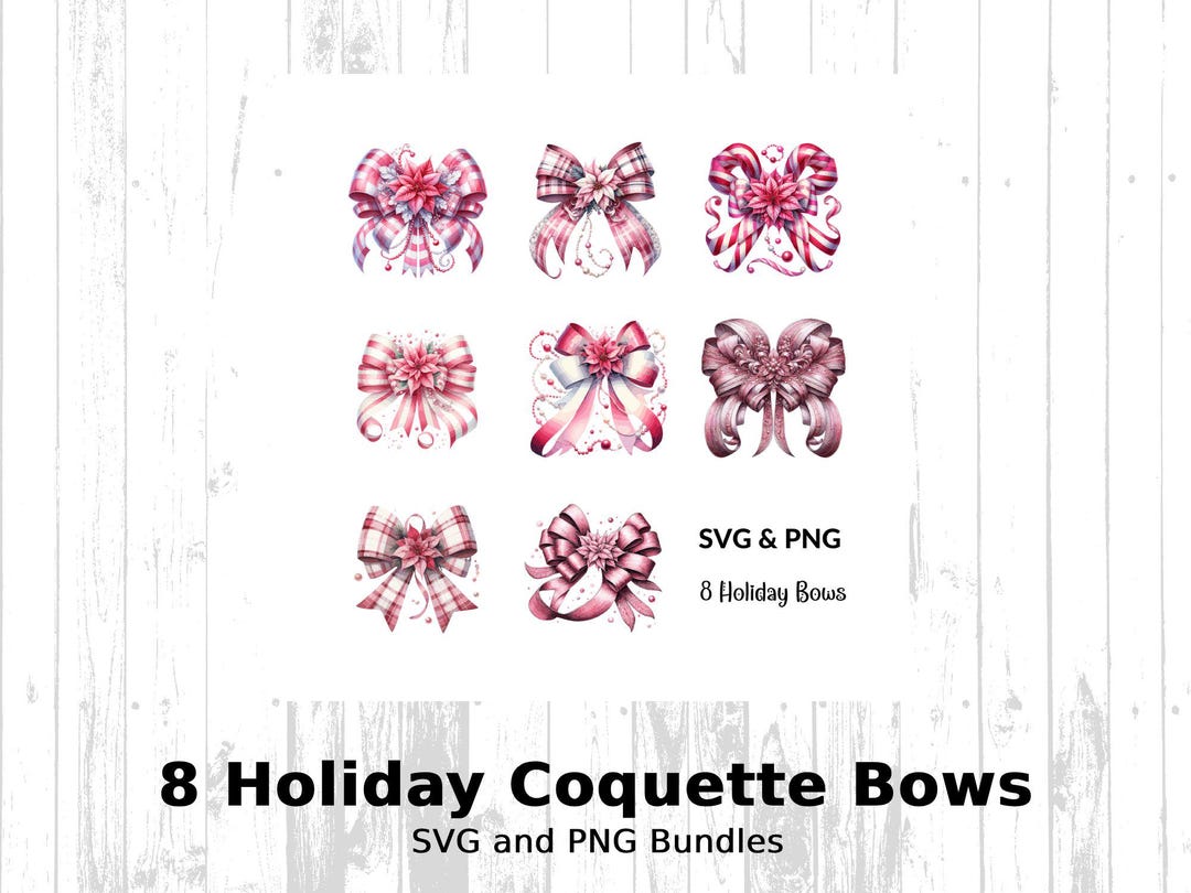 Christmas Holiday Bows Clipart Set, Pink Plaid Ribbon Bows, Digital ...