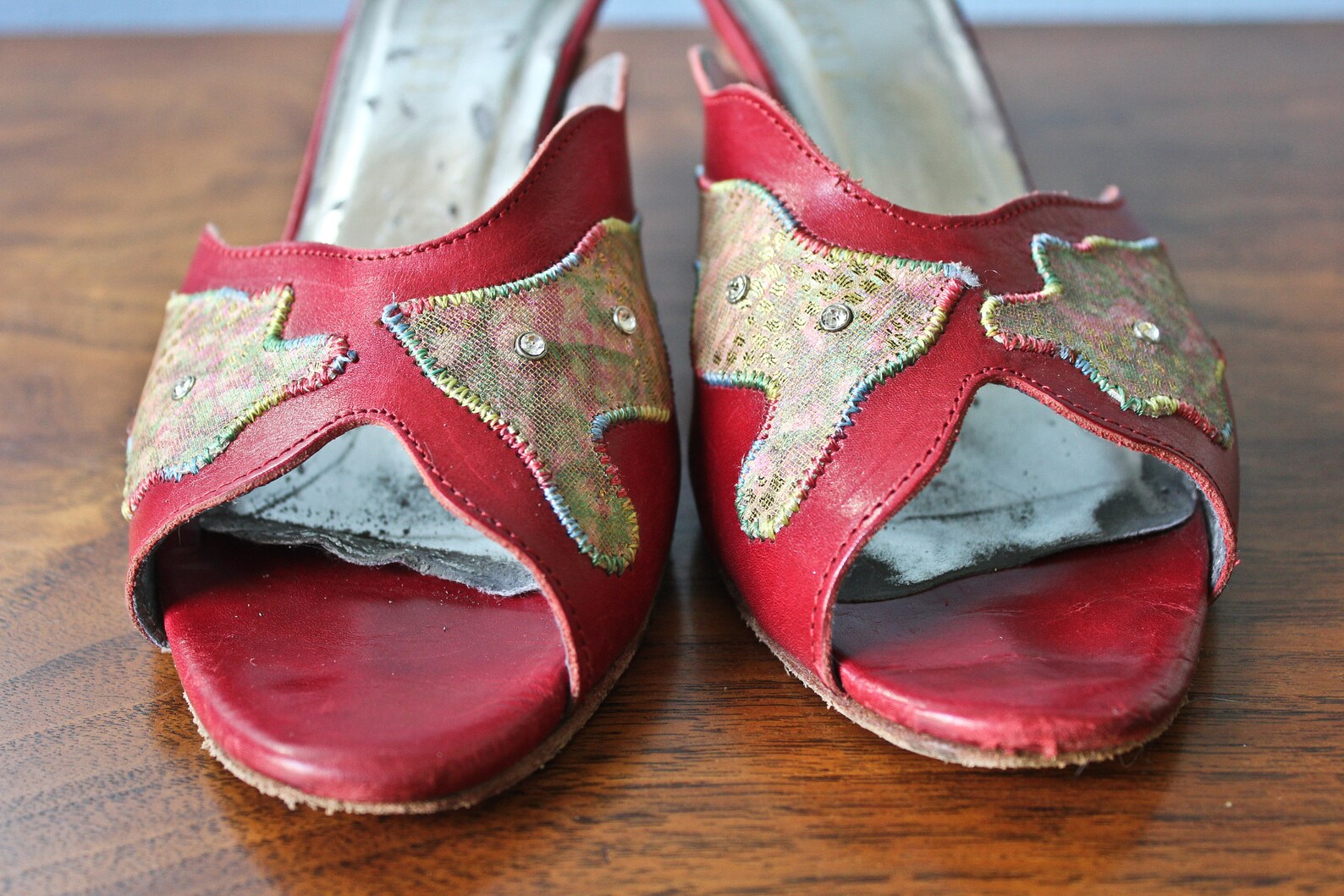 Vintage Red Kitten Heel Paolo Coretti Shoes Red Open Toe Red | Etsy