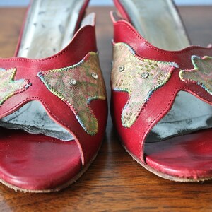 Vintage Red Kitten Heel Paolo Coretti Shoes, Red Open Toe Red Kitten ...