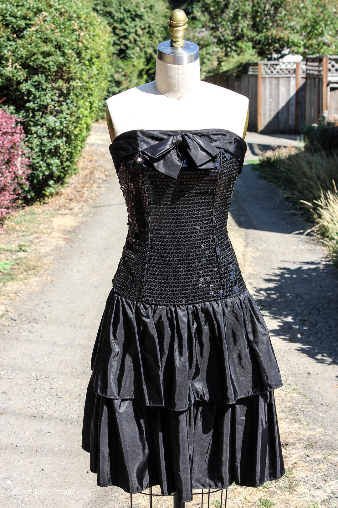 Black Tutu Dress With Big Bow and Sequins, Circa 1980s-90s, Black ...