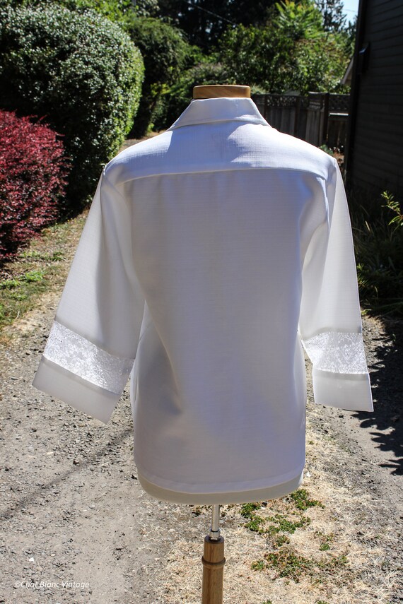 Beau Tiki White and White Lace Button Down Shirt, Cir… - Gem