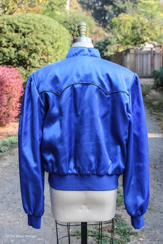 Tex Tan Royal Blue Bomber Jacket in Shiny Nylon, Circ… - Gem