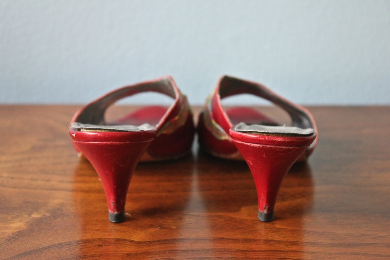 Vintage Red Kitten Heel Paolo Coretti Shoes Red Open Toe Red | Etsy