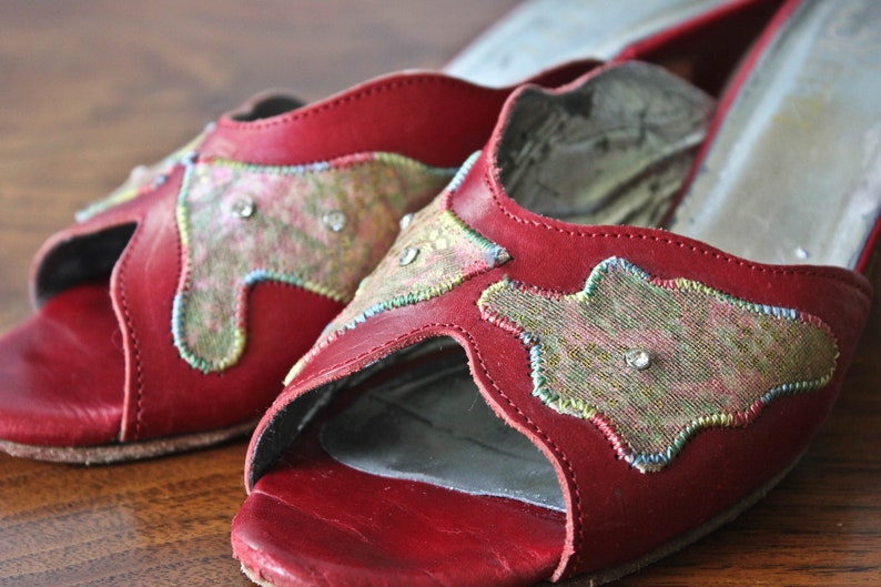 Vintage Red Kitten Heel Paolo Coretti Shoes Red Open Toe Red | Etsy