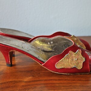 Vintage Red Kitten Heel Paolo Coretti Shoes, Red Open Toe Red Kitten ...