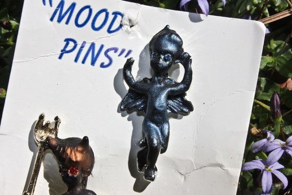 Rare Angel Devil Mood Pins, Circa 1950s, Fifties Era … - Gem