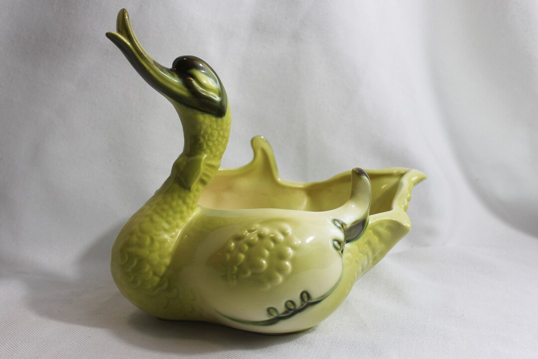 Vintage Hull Pottery Duck Planter: Green Porcelain Candy Dish, 1960s - Etsy