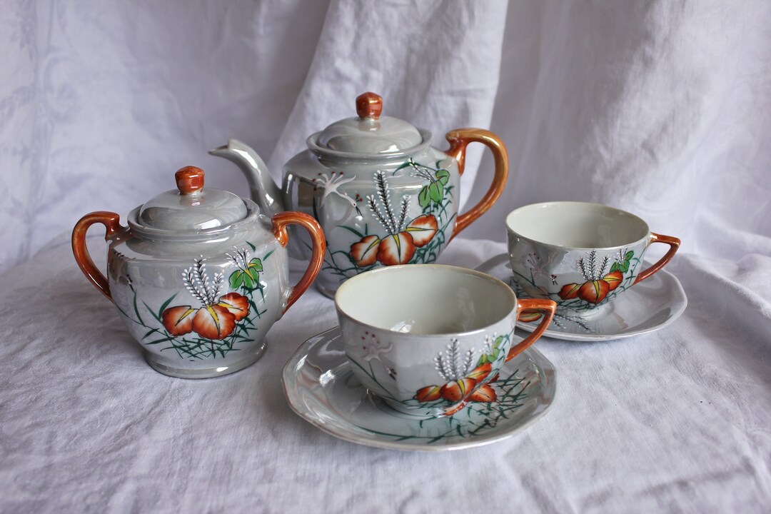 Vintage Hand Painted Six Piece Trico Tea Set, C1940s - 50s, Japanese ...