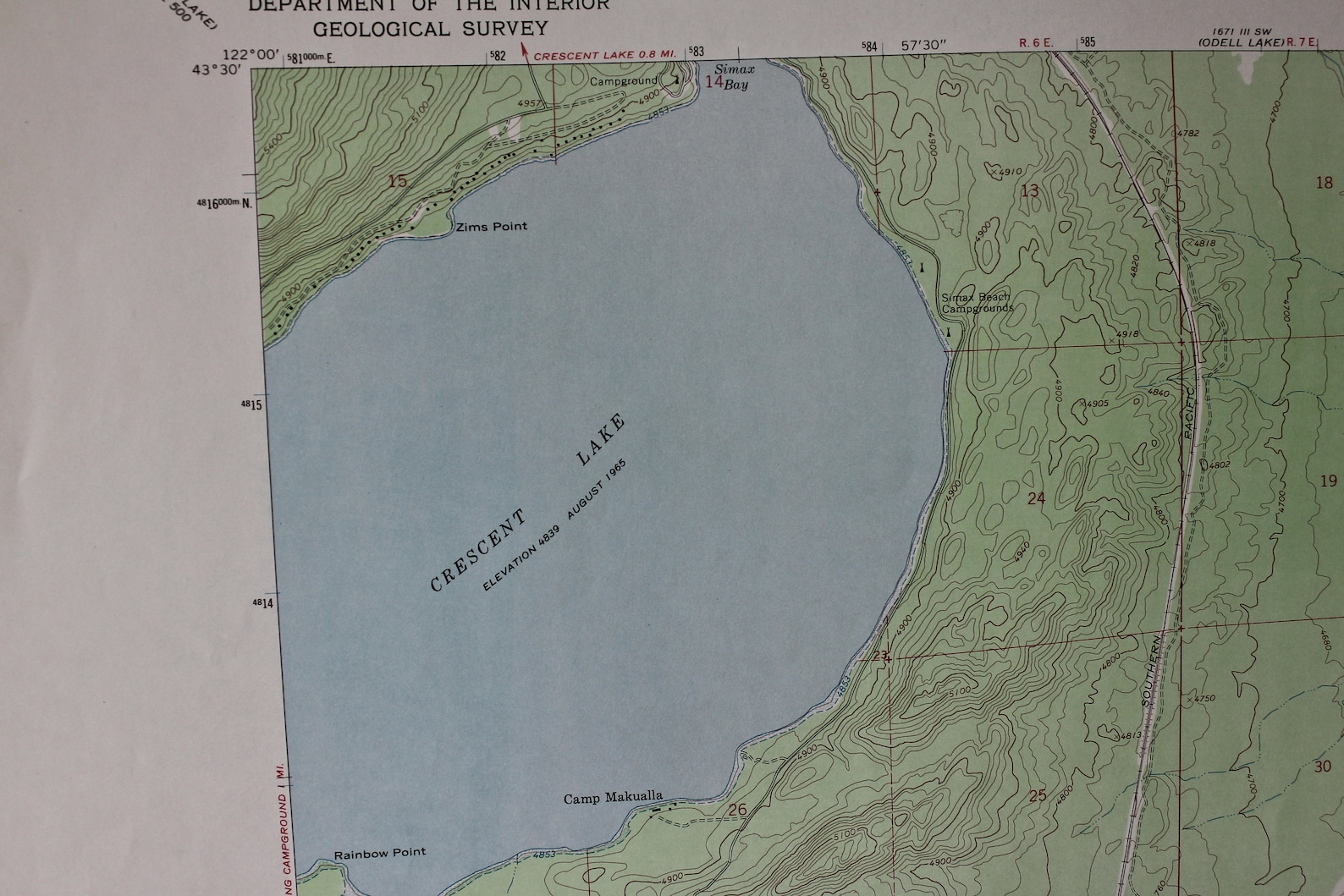 Vintage Map of the Crescent Lake Quadrangle Oregon C1967 - Etsy