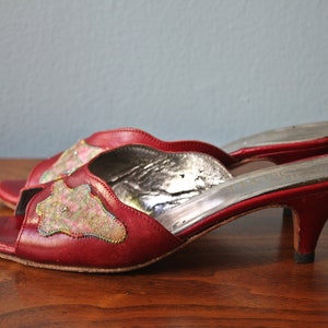 Vintage Red Kitten Heel Paolo Coretti Shoes, Red Open Toe Red Kitten ...