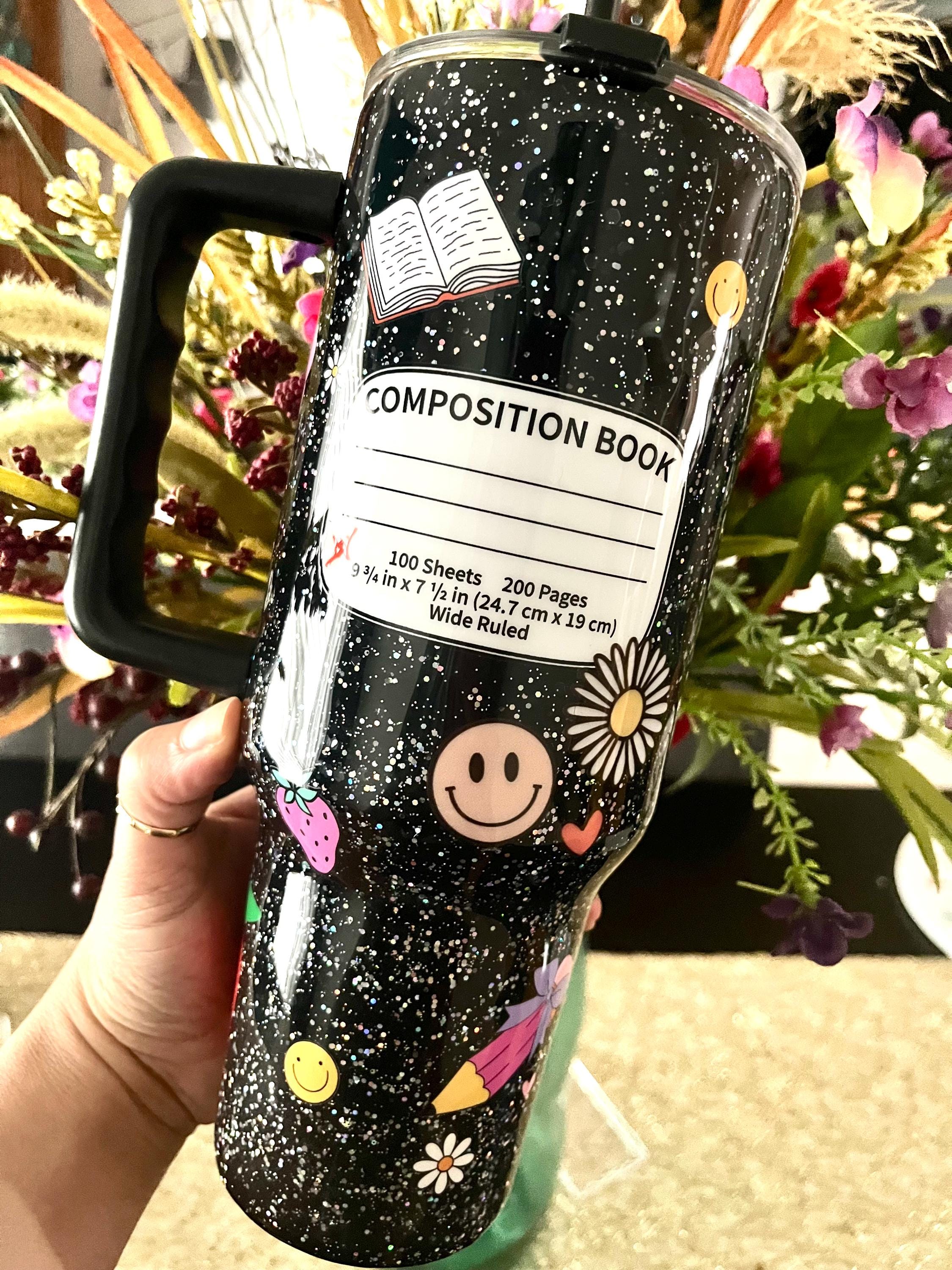 Custom 40 Oz Teacher Composition Notebook Tumbler | Personalized ...