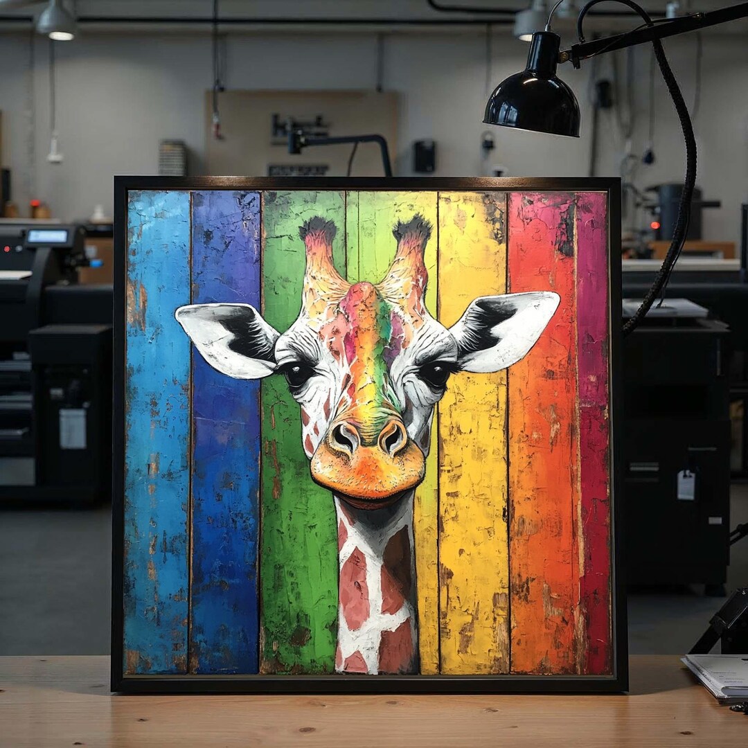 Colorful Giraffe Canvas,rainbow Giraffe Wall Art,animal Canvas Art ...
