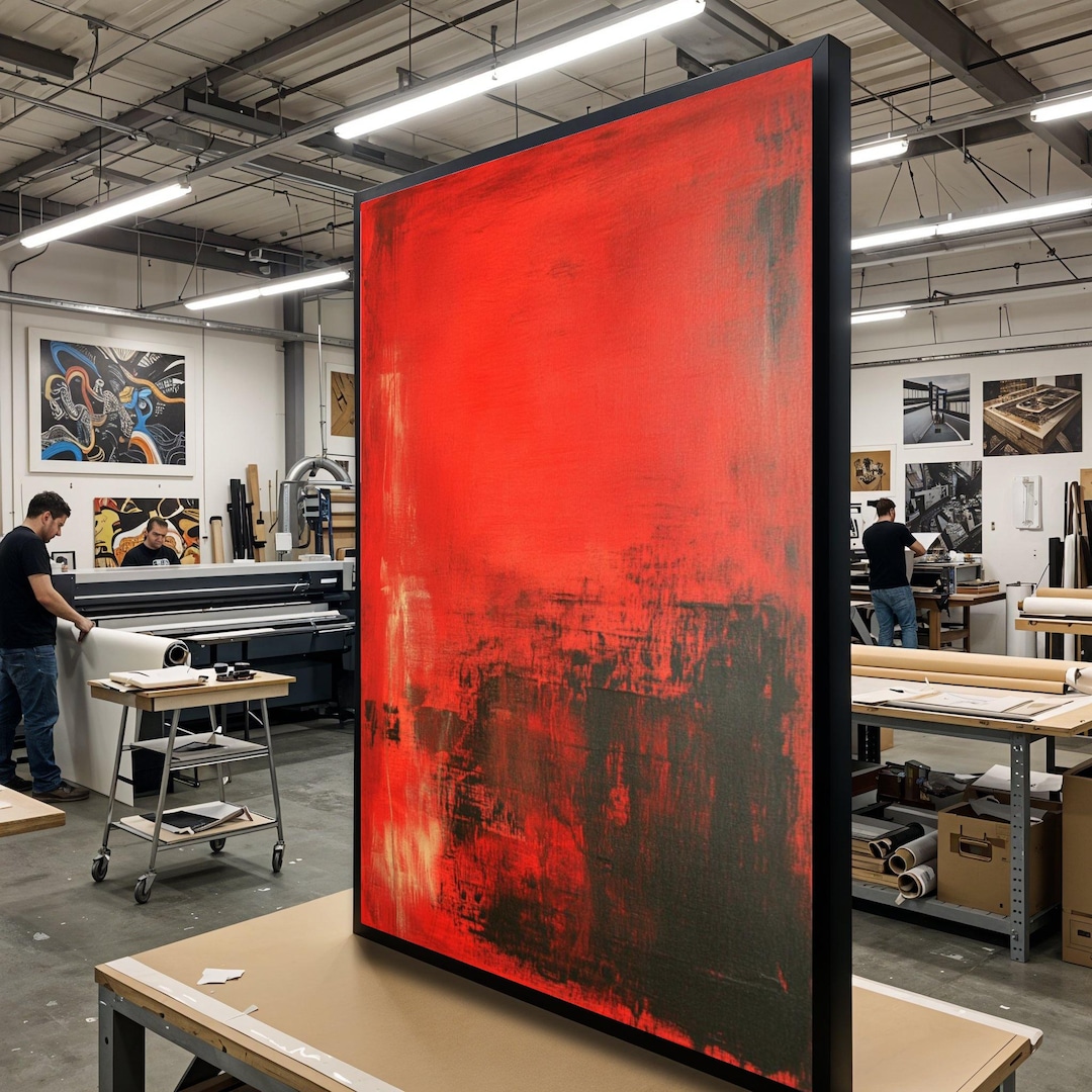 Fiery Red Abstract Canvas, Modern Art Print, Bold Red Wall Art ...