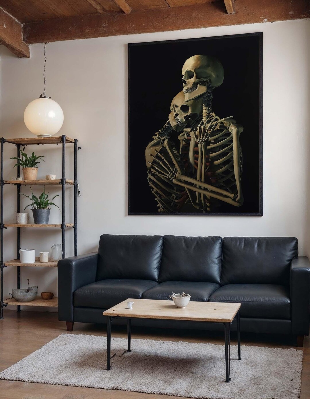 Romantic Skeleton Couple Art, Skeleton Lovers Canvas, Gothic Wall Art ...