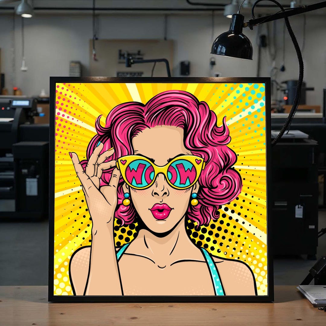 Pop Art Woman Canvas, Comic Style Wall Art, Retro Sunglasses Poster ...