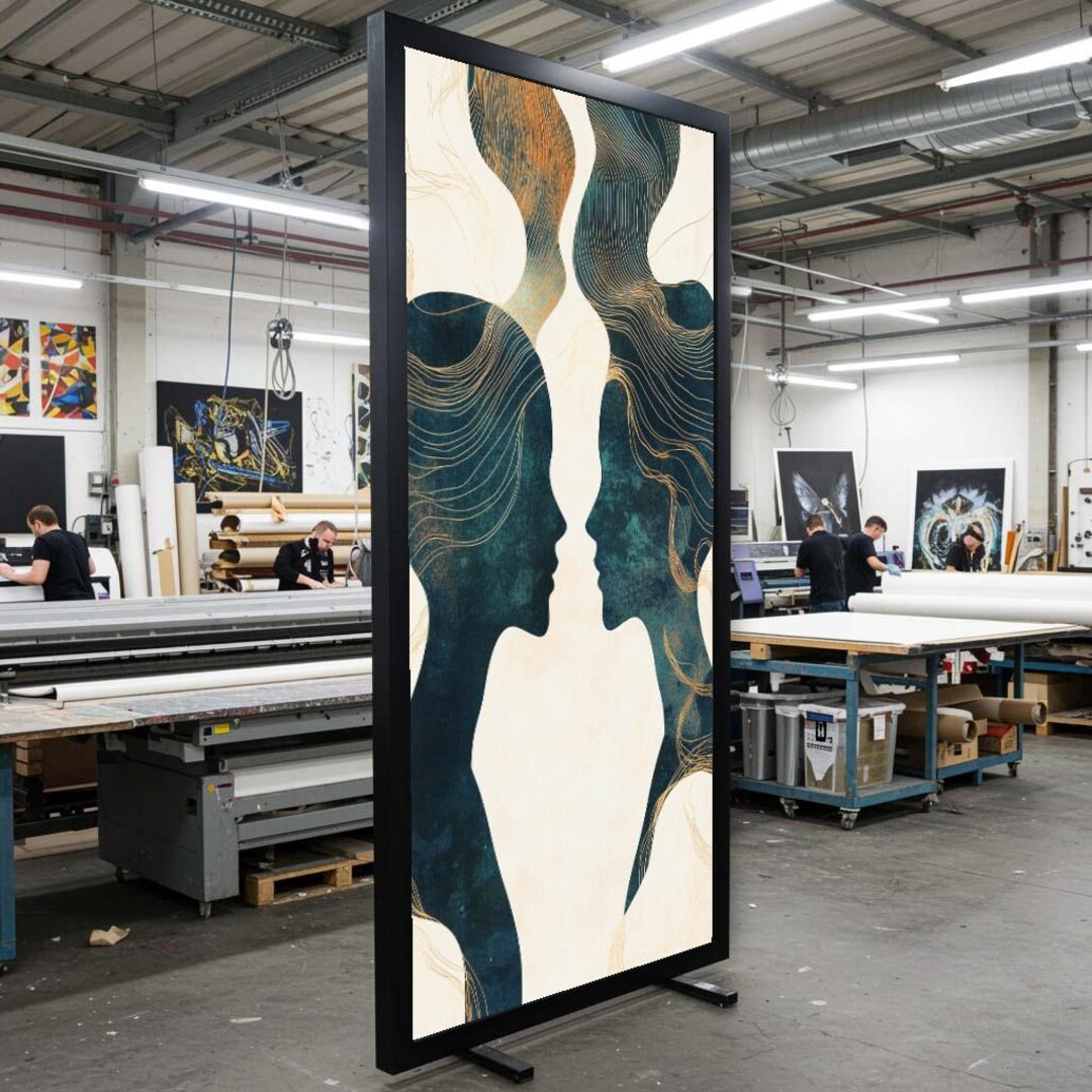 Elegant Silhouettes Canvas, Dual Profile Wall Art, Abstract Faces Print ...