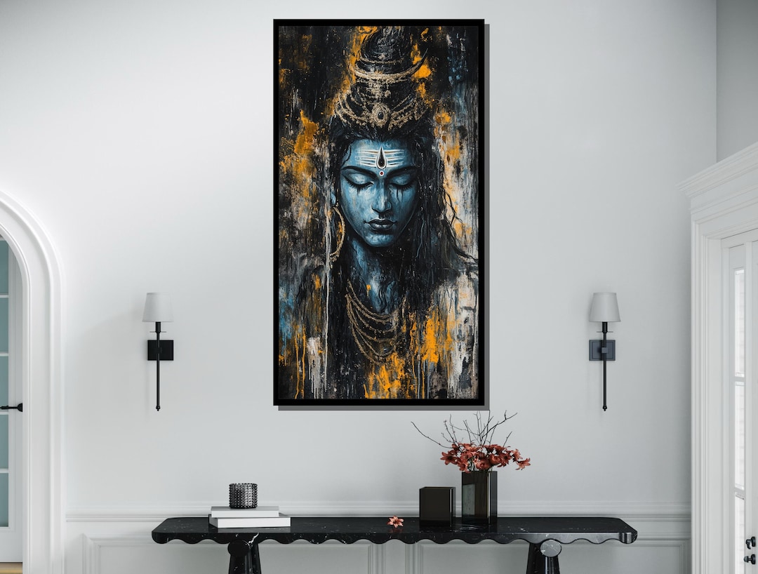 Lord Shiva Abstract Art, Meditation Canvas, Hindu Spiritual Wall Decor ...