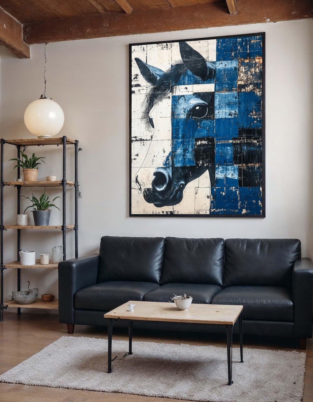 Abstract Horse Canvas, Blue Horse Wall Art, Animal Portrait, Wall Art ...