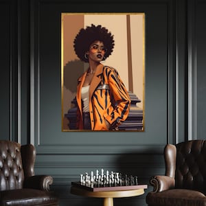 Retro Chic Portrait, Modern Woman Canvas, Bold Fashion Art, Wall Art ...