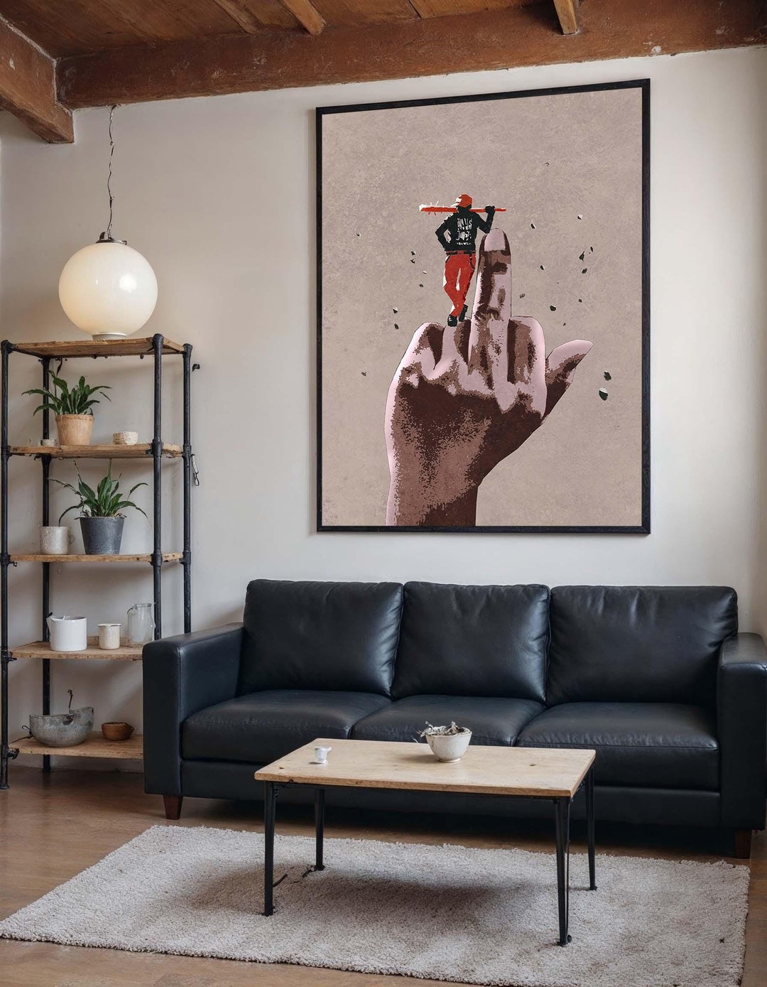 Rebel’s Stance Canvas, Bold Statement Art, Middle Finger Abstract ...