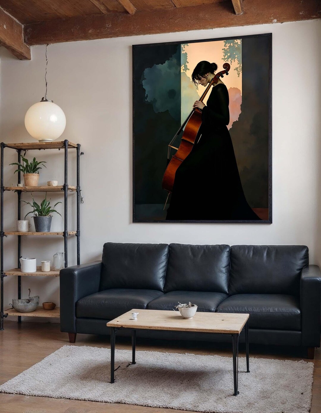 Mystic Cello Player Canvas, Music Art, Elegant Woman With Cello Wall ...