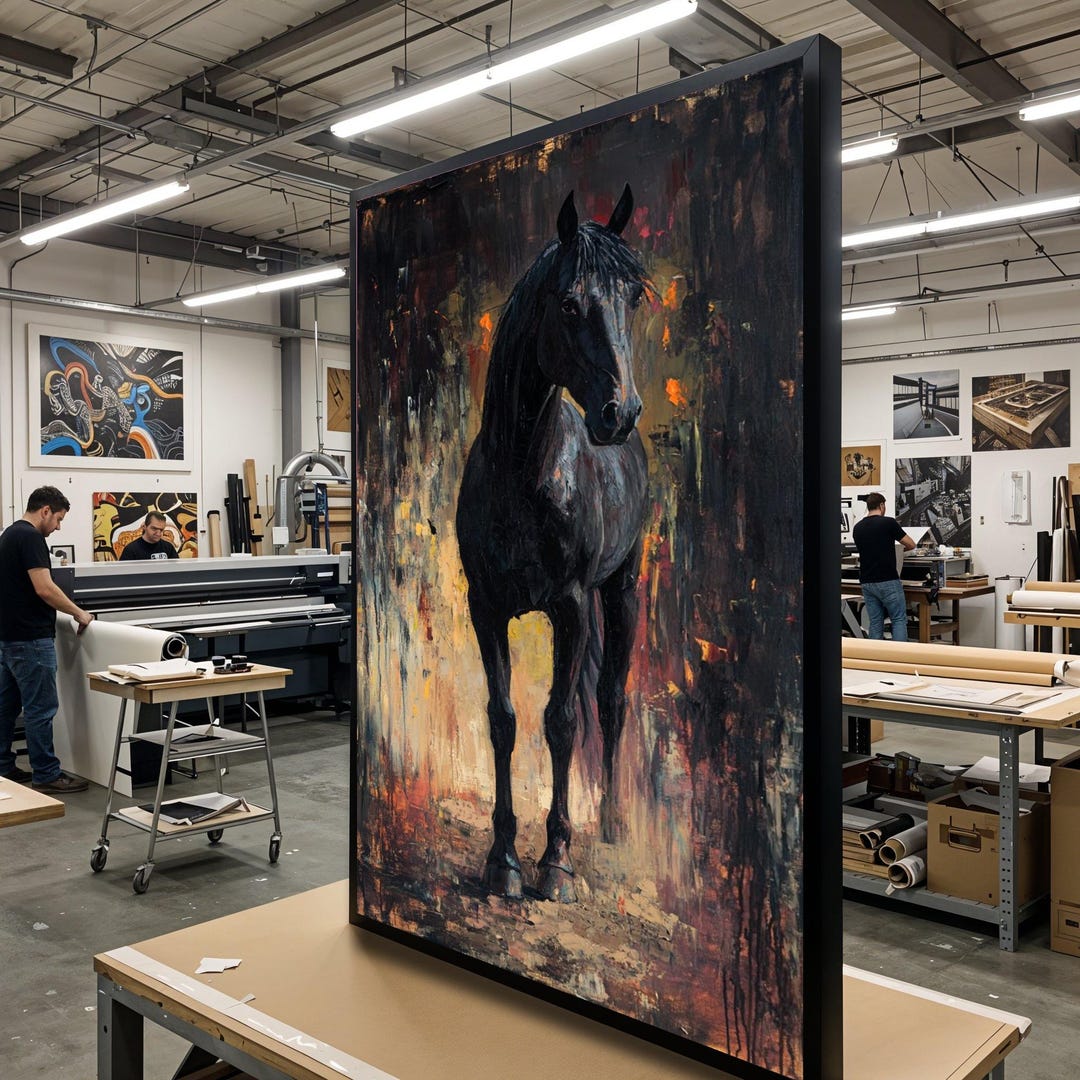 Majestic Black Stallion Canvas, Horse Wall Art, Equine Art Print, Wall ...