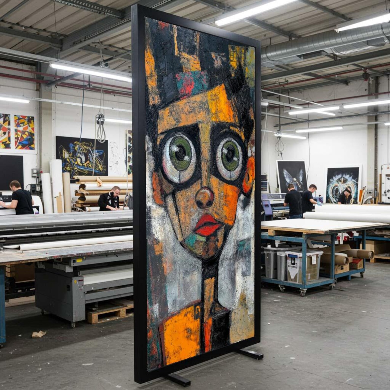 Abstract Expressionist Portrait, Big Eyes Canvas Art, Cubist Face Art ...