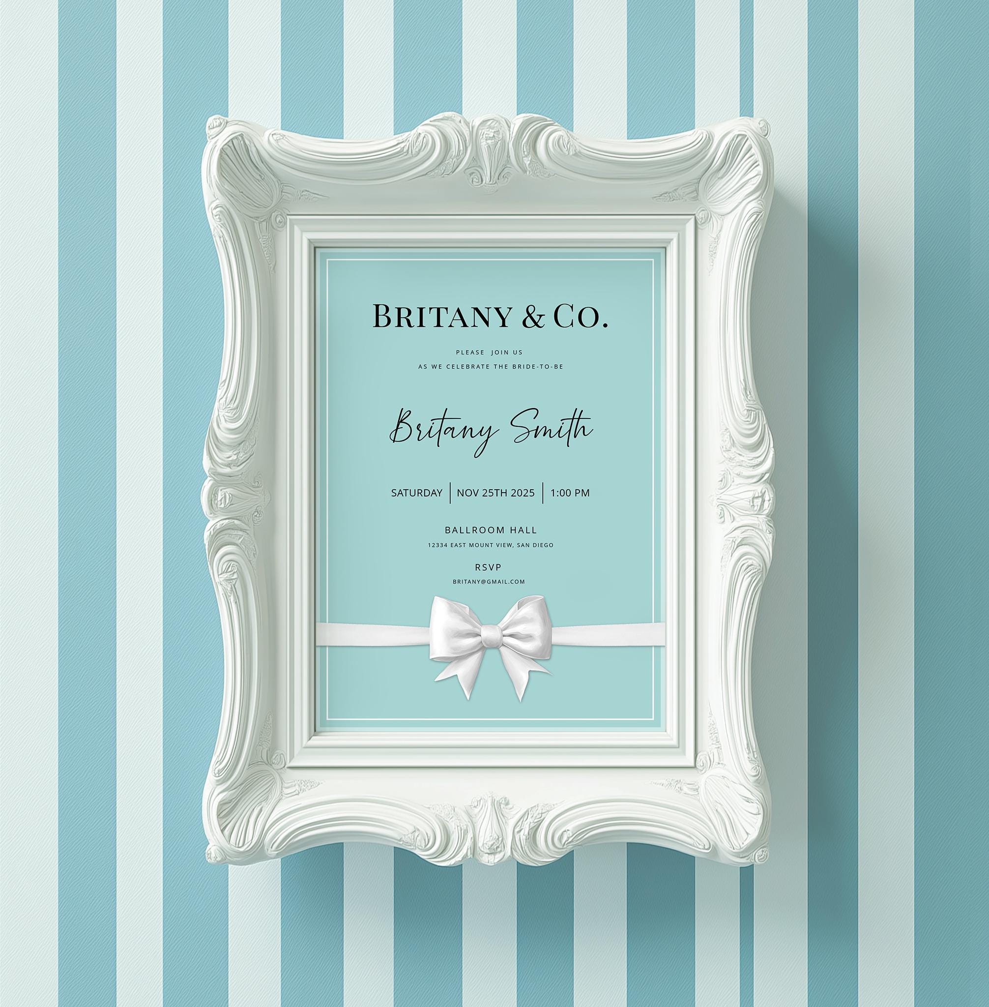 5x7 Tiffany Style Invitation Template, Bridal Shower Invite, Mobile ...
