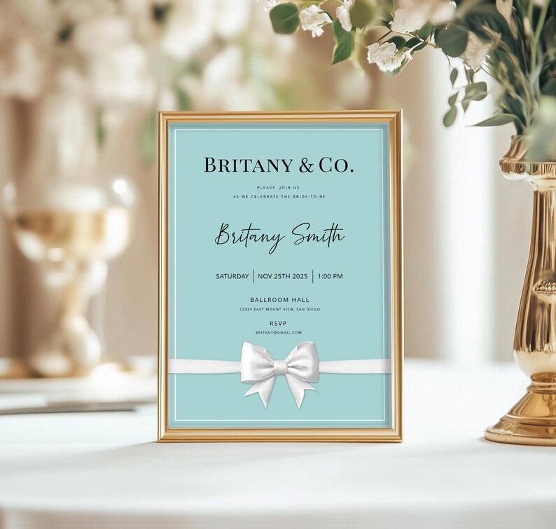 5x7 Tiffany Style Invitation Template, Bridal Shower Invite, Mobile ...
