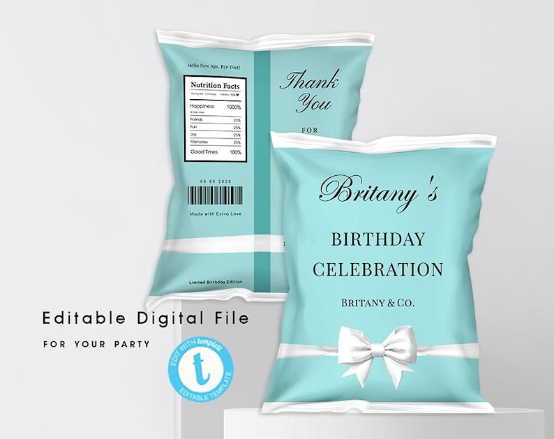 Editable Fashion Birthday Chip Bag, Fashion Birthday Celebration, Party ...