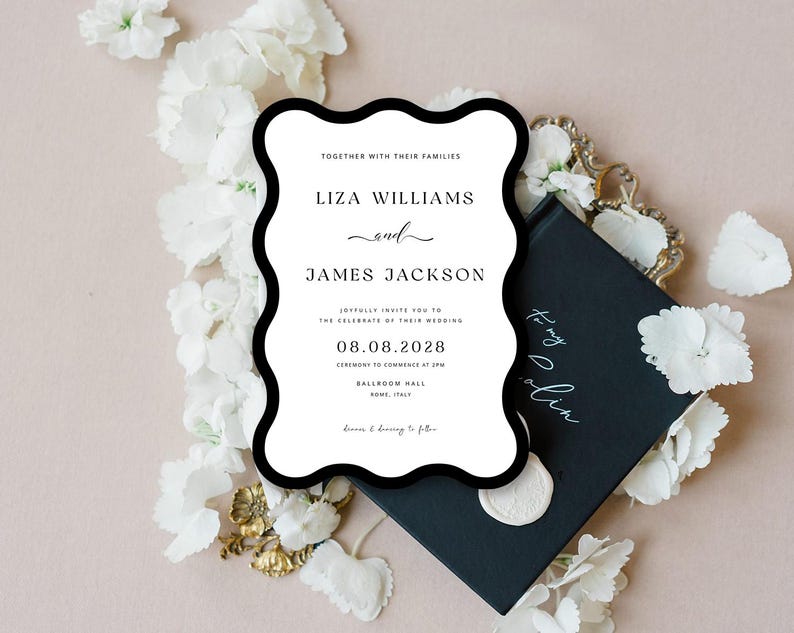5x7 Wedding Party Invitation, Elegant Invite, Bridal Shower Invite ...