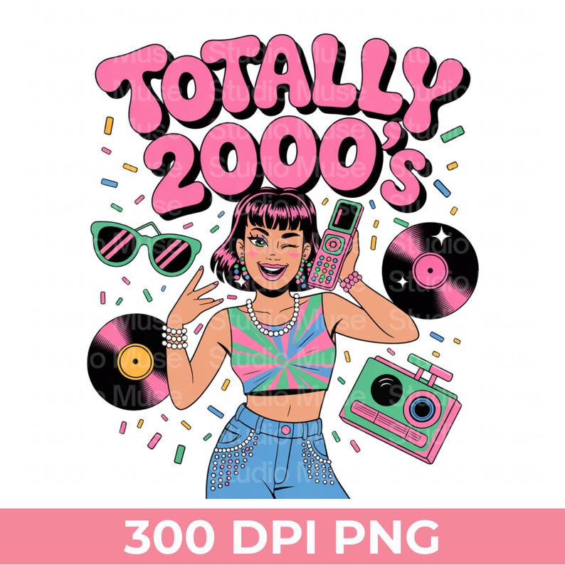 Y2K Aesthetic PNG, Totally 2000s Retro Girl Clipart, Nostalgic Pop Art ...