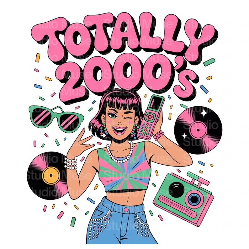 Y2K Aesthetic PNG, Totally 2000s Retro Girl Clipart, Nostalgic Pop Art ...