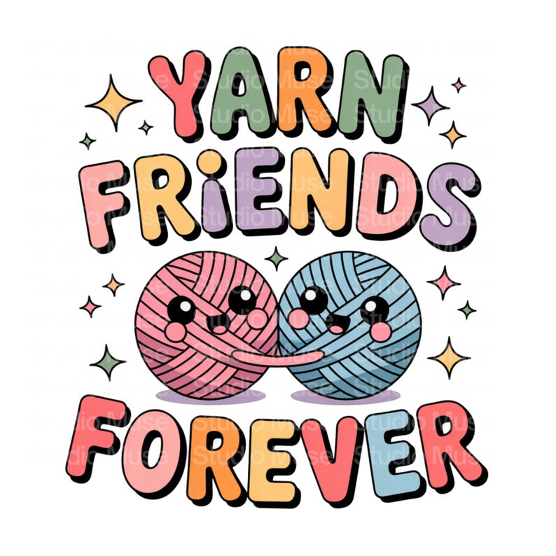 Yarn Friends Forever PNG | Cute Crochet Clipart | Kawaii Knitting ...