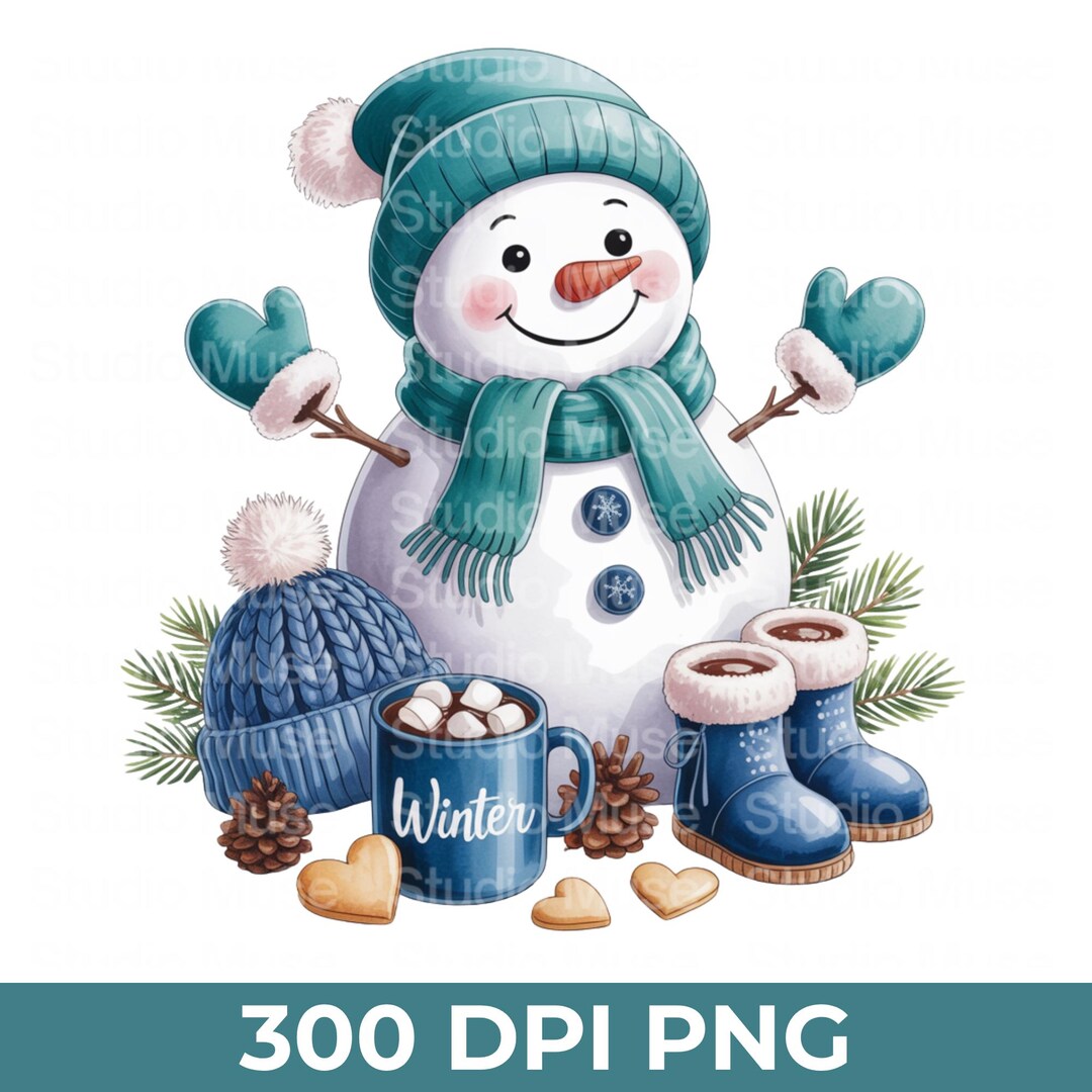 Cute Snowman Winter PNG | Cozy Hot Cocoa Clipart | Christmas ...